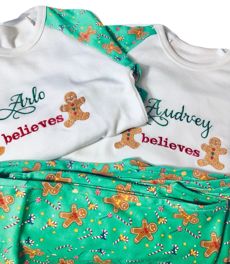 Personalised Name Girl Boy Baby Gingerbread Man Christmas Green, White ...