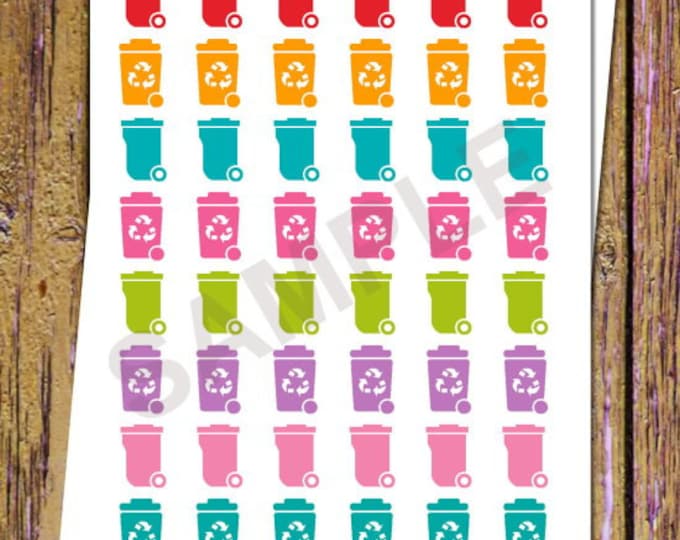 RECYCLING Bin Stickers for Planner / Household Chores Stickers / Trash ...