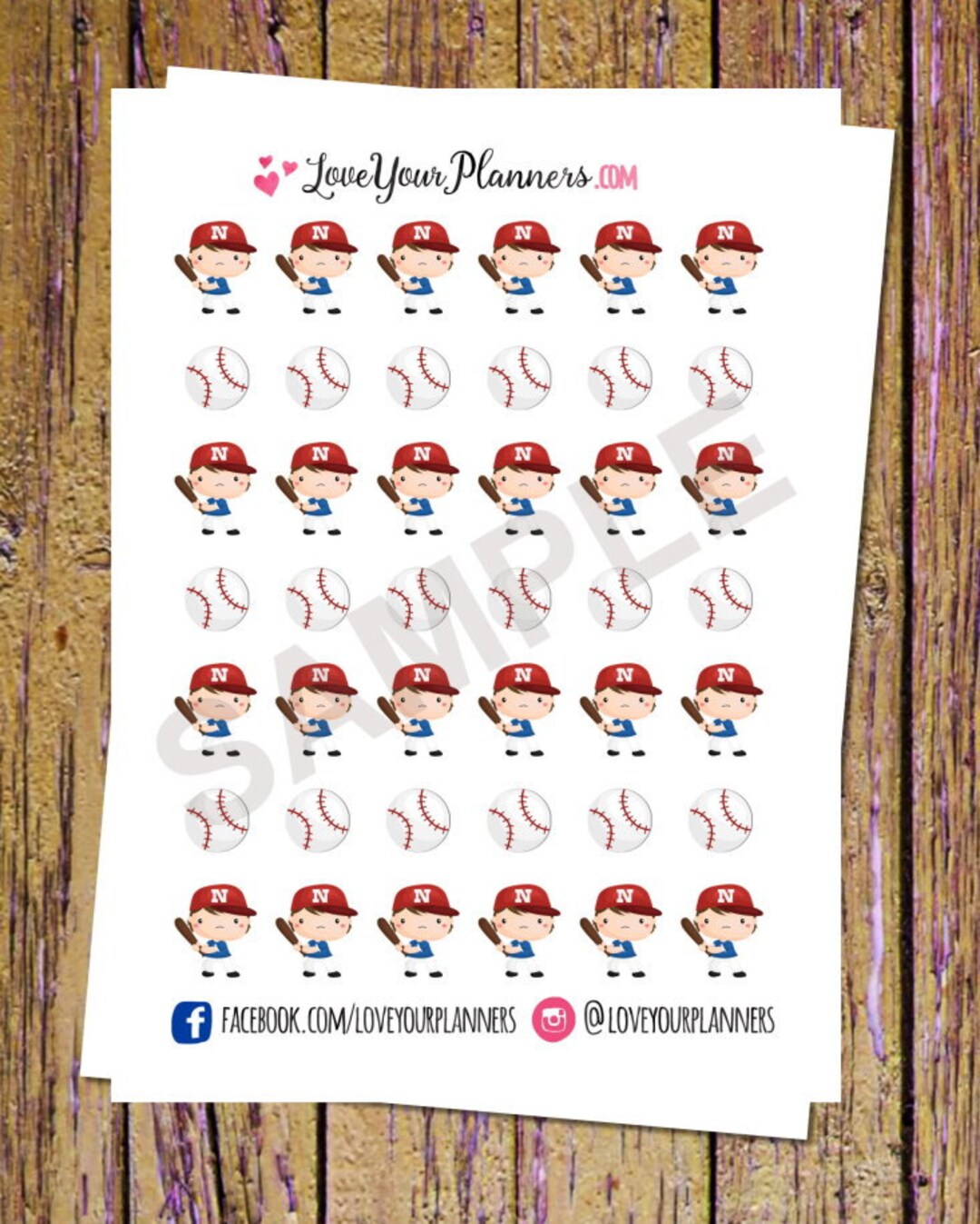 42 Baseball Planner Stickers Baseball Stickers Baseball Game Stickers ...