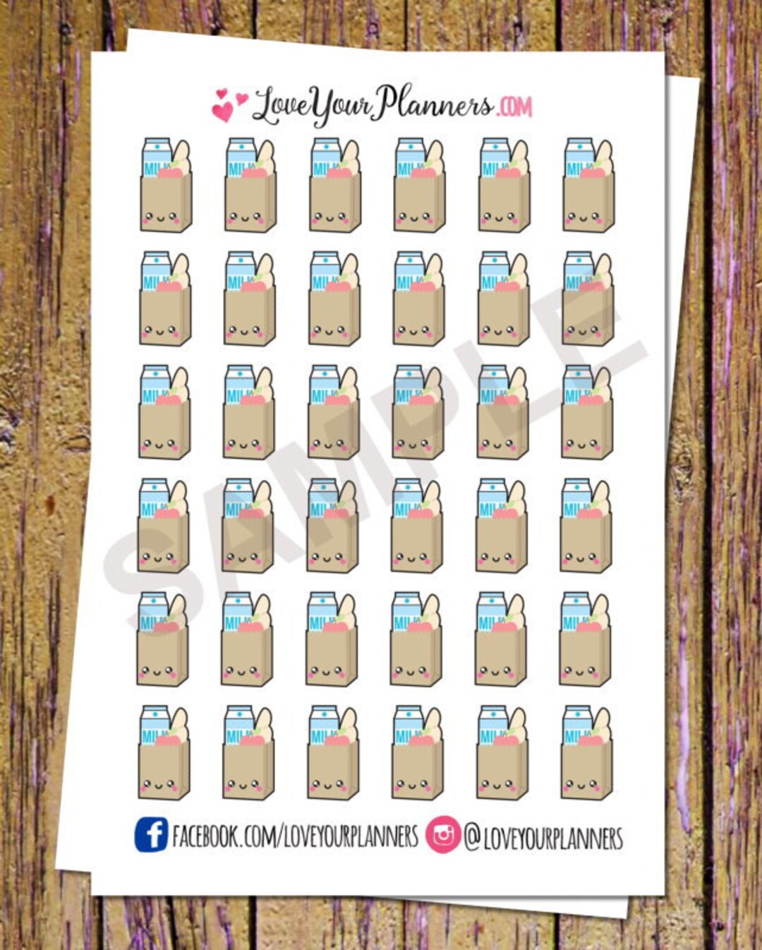 42 Kawaii Grocery Shopping Planner Stickers Grocery Stickers Functional ...