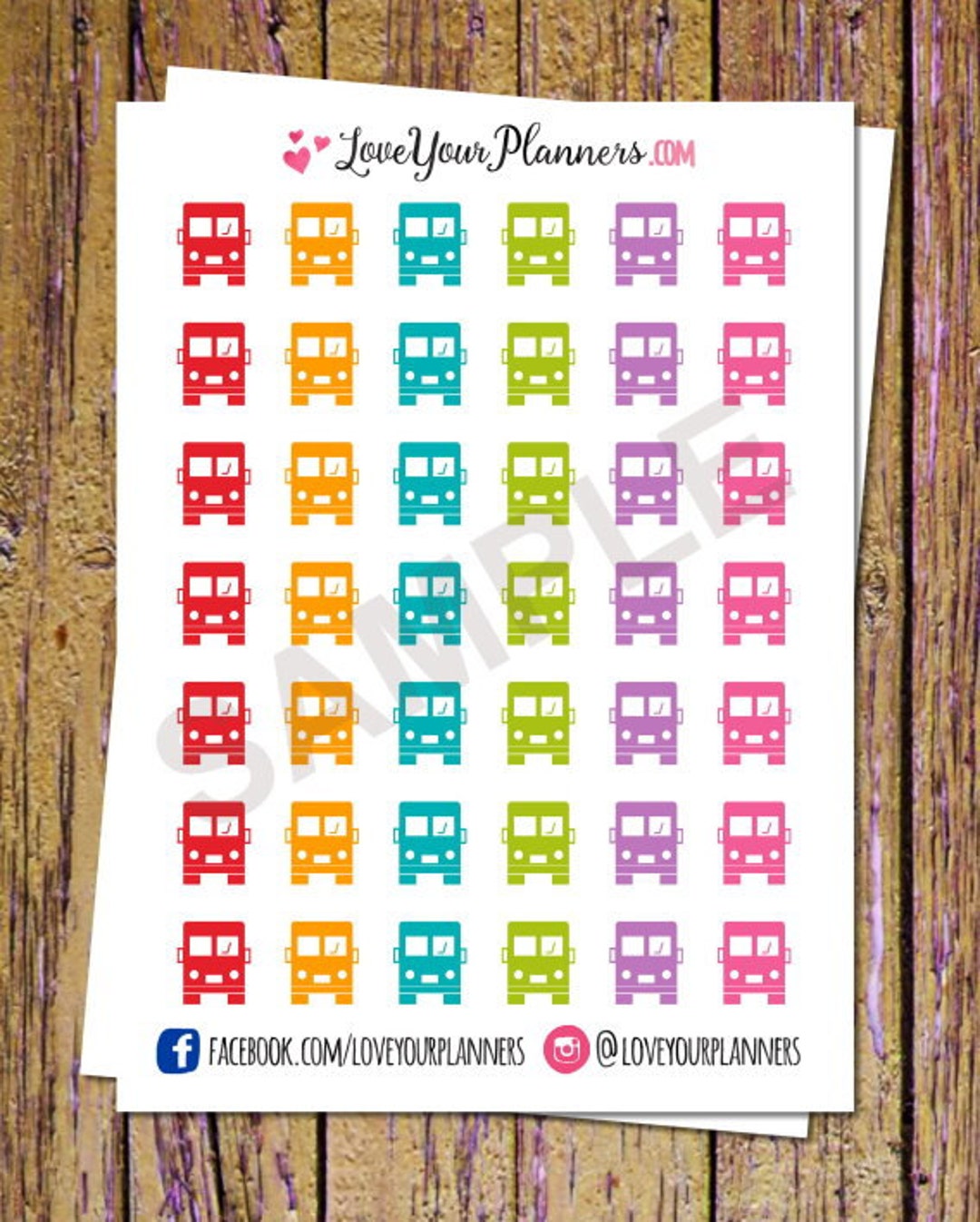 42 School Bus Planner Stickers School Trip Stickers School Bus Stickers ...