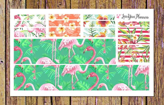 FLAMINGO Bottom Washi and Washi Strips Planner Stickers Washi | Etsy