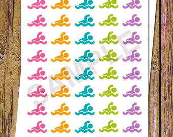 Swimming Lesson Planner Stickers, Swimming Stickers, Erin Condren ...