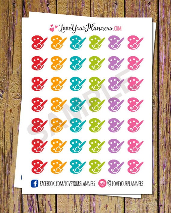 42 Art Palette Planner Stickers Art Class Paint Craft Class | Etsy