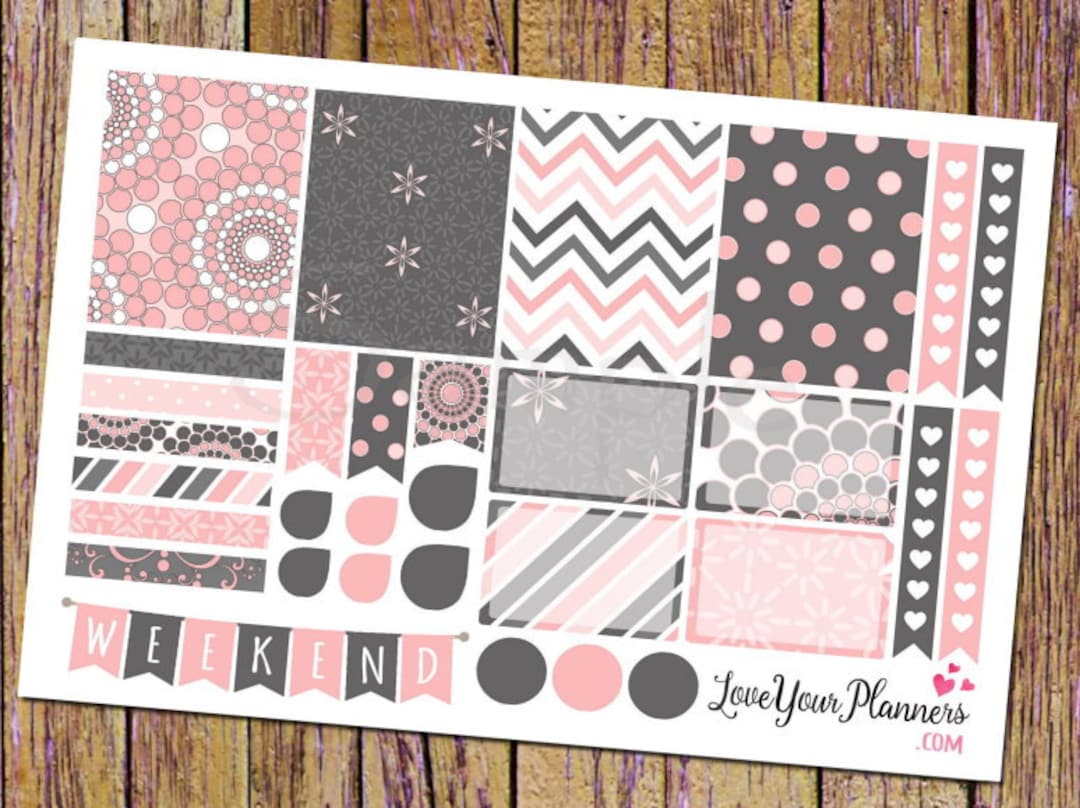 THEA Pink Grey Planner Stickers Weekly Planner Stickers Weekend Banner ...