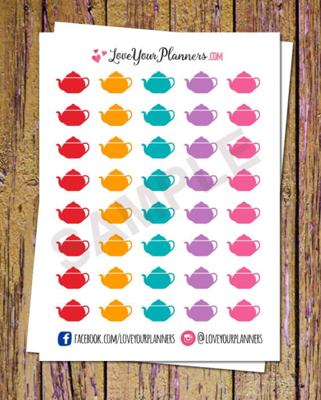 40 Tea Planner Stickers Teapot Stickers Tea Time Teapot Planner ...
