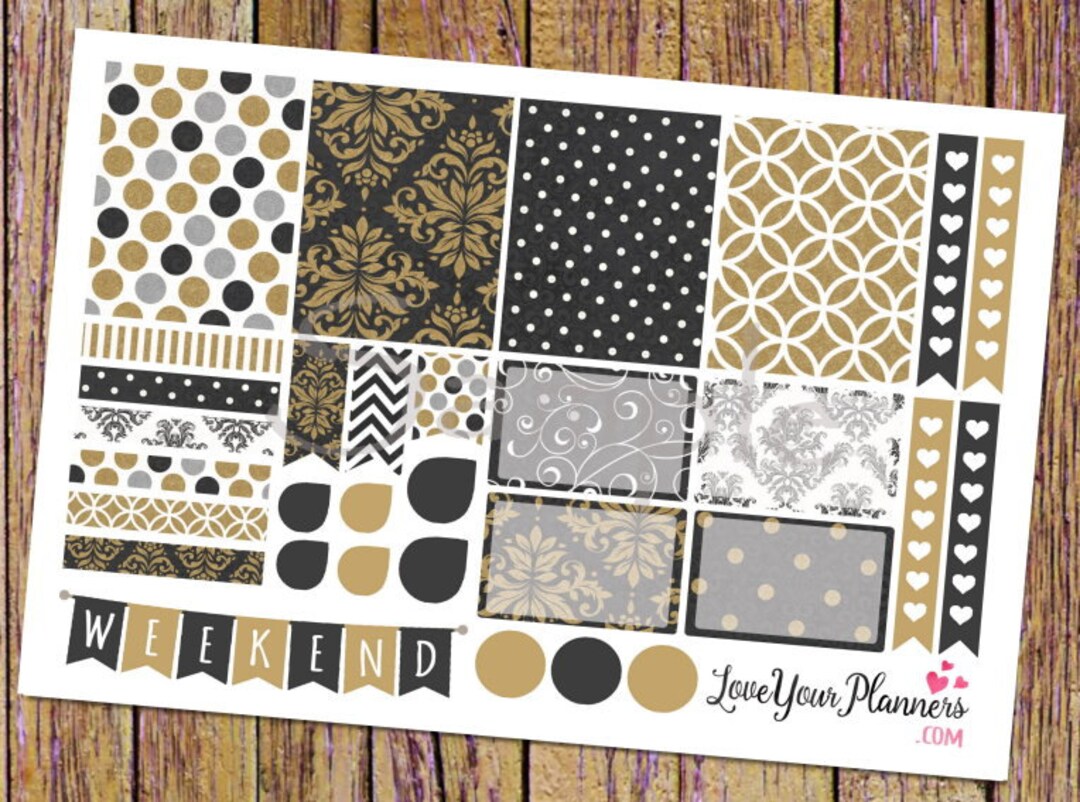LEXI Elegant Black Gold Planner Stickers Weekly Planner Stickers Weekly ...