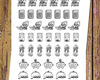 52 Week Savings Challenge Icon-sticker Sheet//daily - Etsy
