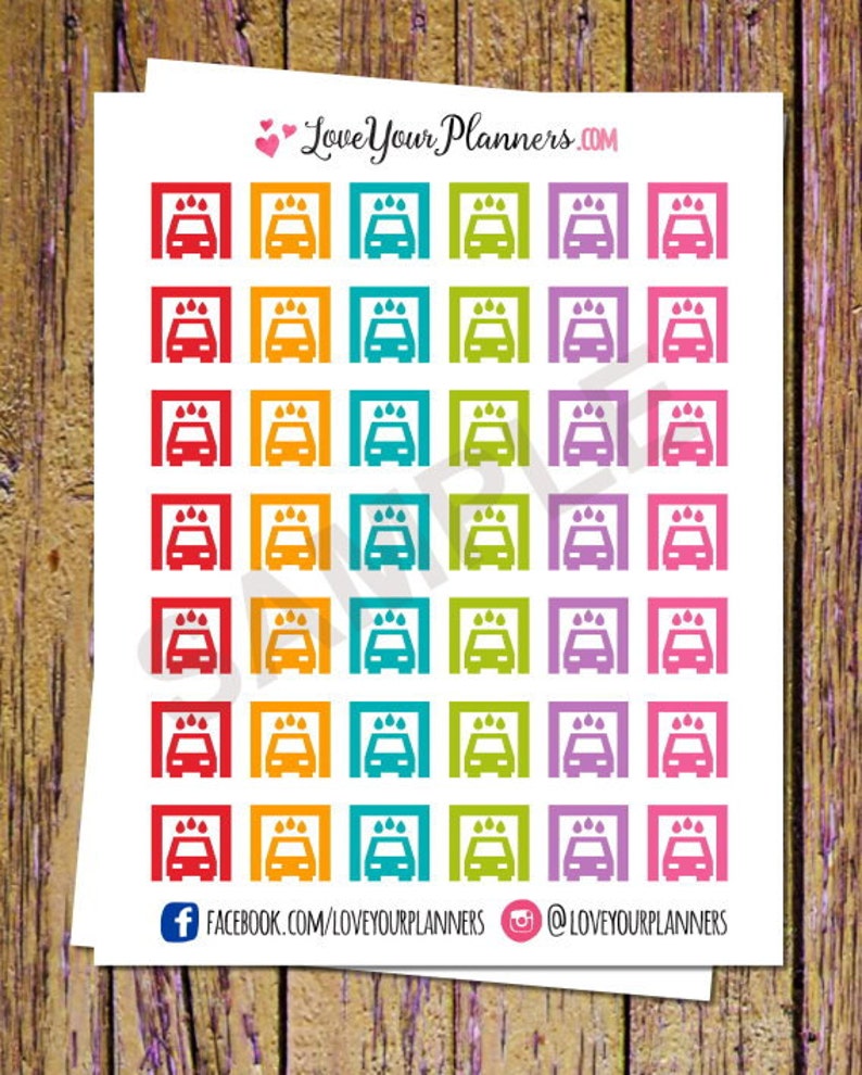 42 Car Wash Planner Stickers Car Stickers Functional Stickers Icon ...