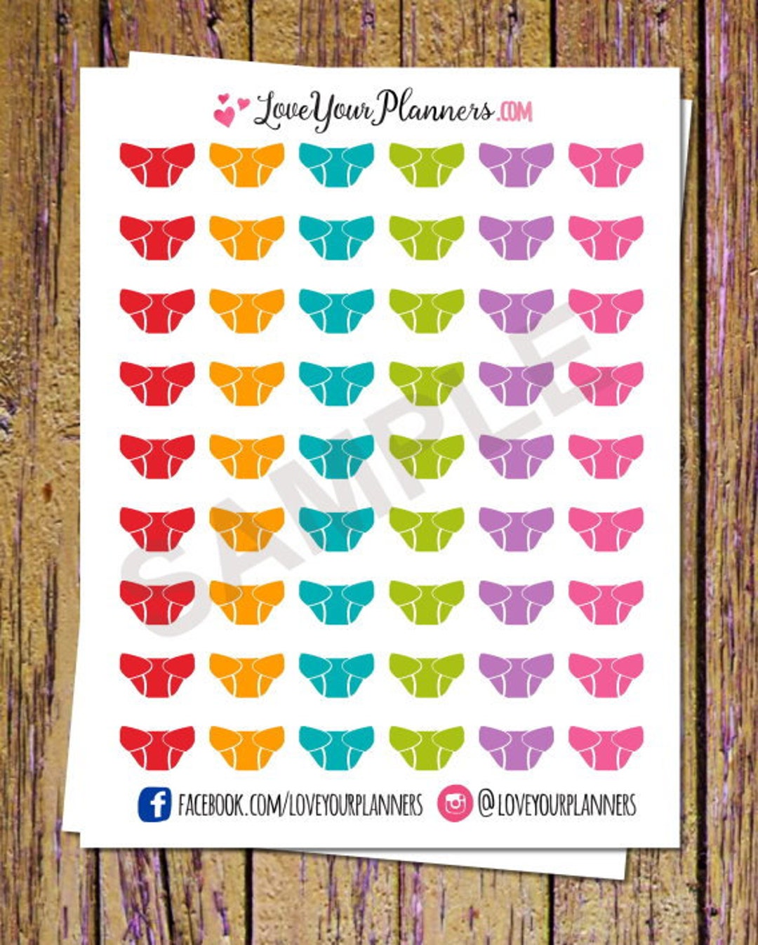 54 Cloth Diaper Planner Stickers Diaper Stickers Laundry Stickers ...