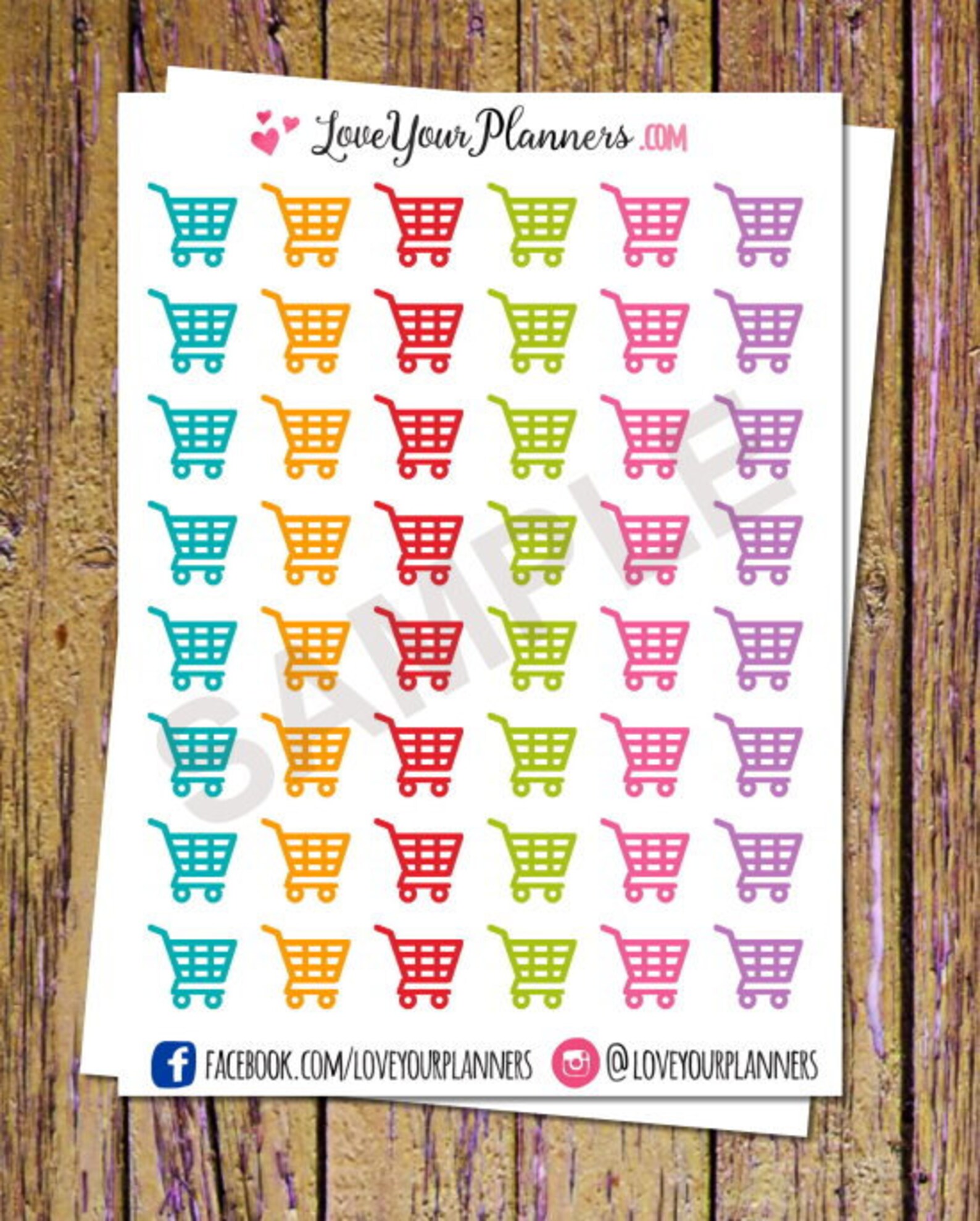 48 Shopping Cart Planner Stickers Shopping Stickers Shopping - Etsy