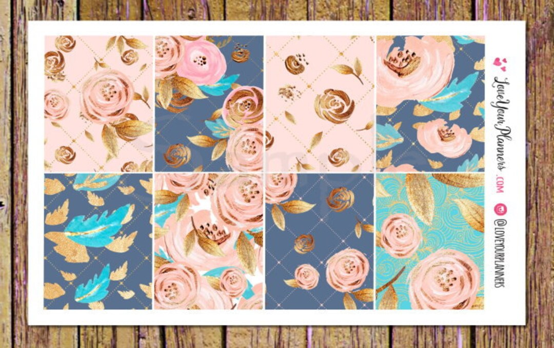 SOPHIA Pink Gold Floral Full Box Stickers Planner Stickers Floral ...