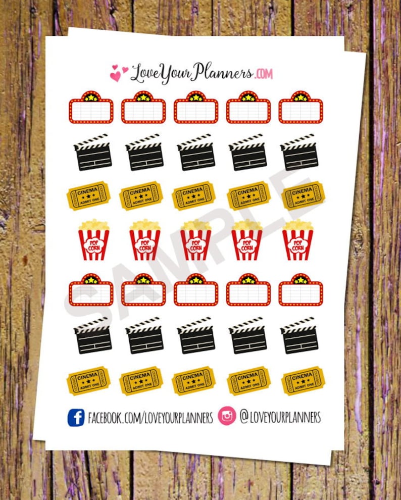 42 Movie Planner Stickers Movie Dates Movie Night Movie - Etsy
