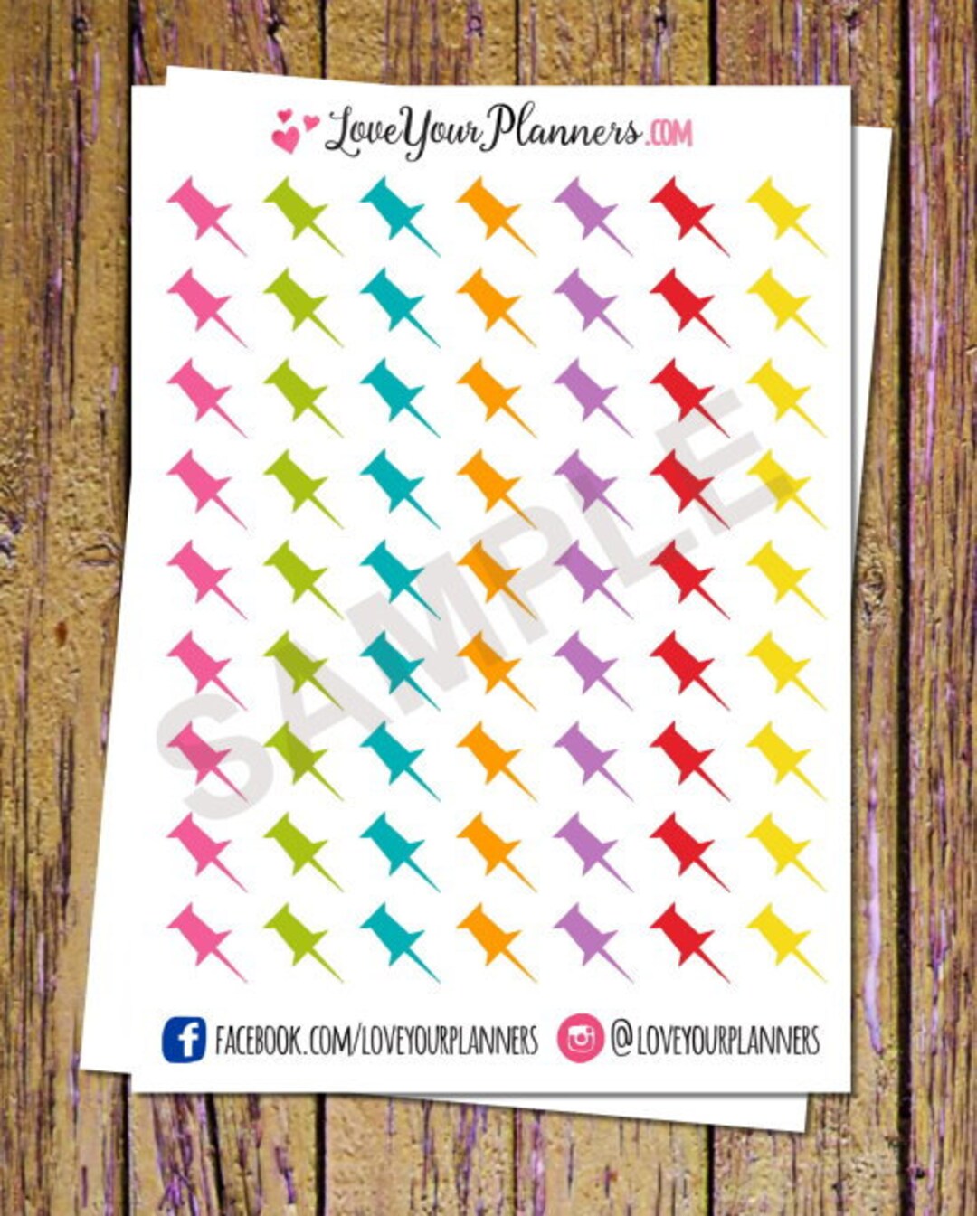 63 Push Pin Stickers Planner Stickers Push Pin Planner Stickers Note ...