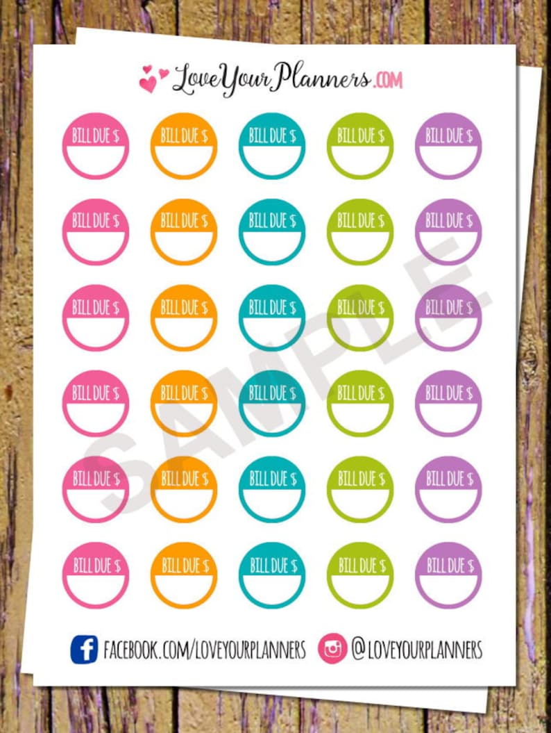 30 Bill Due Stickers Bill Due Planner Stickers Functional | Etsy
