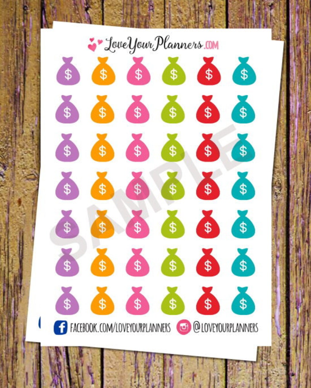 42 Money Bag Planner Stickers Pay Day Stickers Money Stickers ...