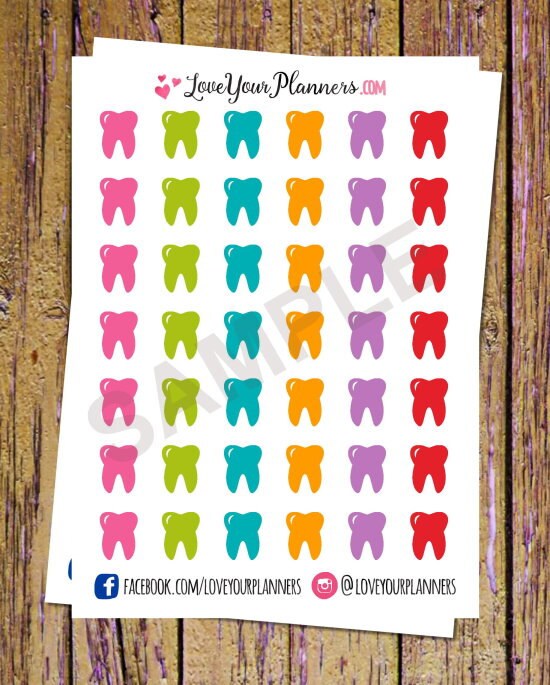42 Teeth Planner Stickers Dentist Appointment Stickers Dentist | Etsy