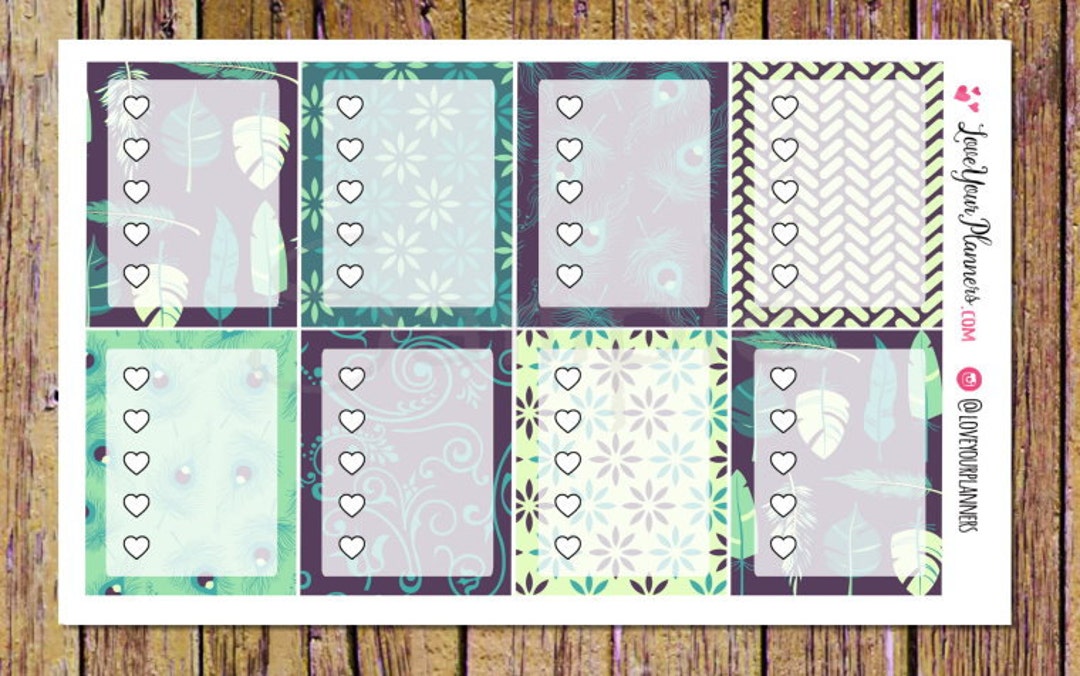 FEATHERS Full Box Checklist Planner Stickers Full Box Stickers Vertical ...