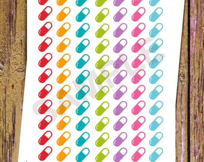 Pill Time Tracking Planner Stickers, Medicine Doodle Planner Stickers ...