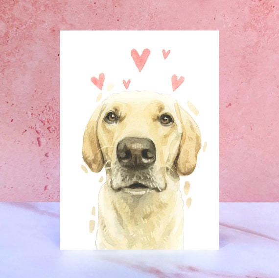 Yellow Labrador Licks & Kisses Card for Valentines - Etsy