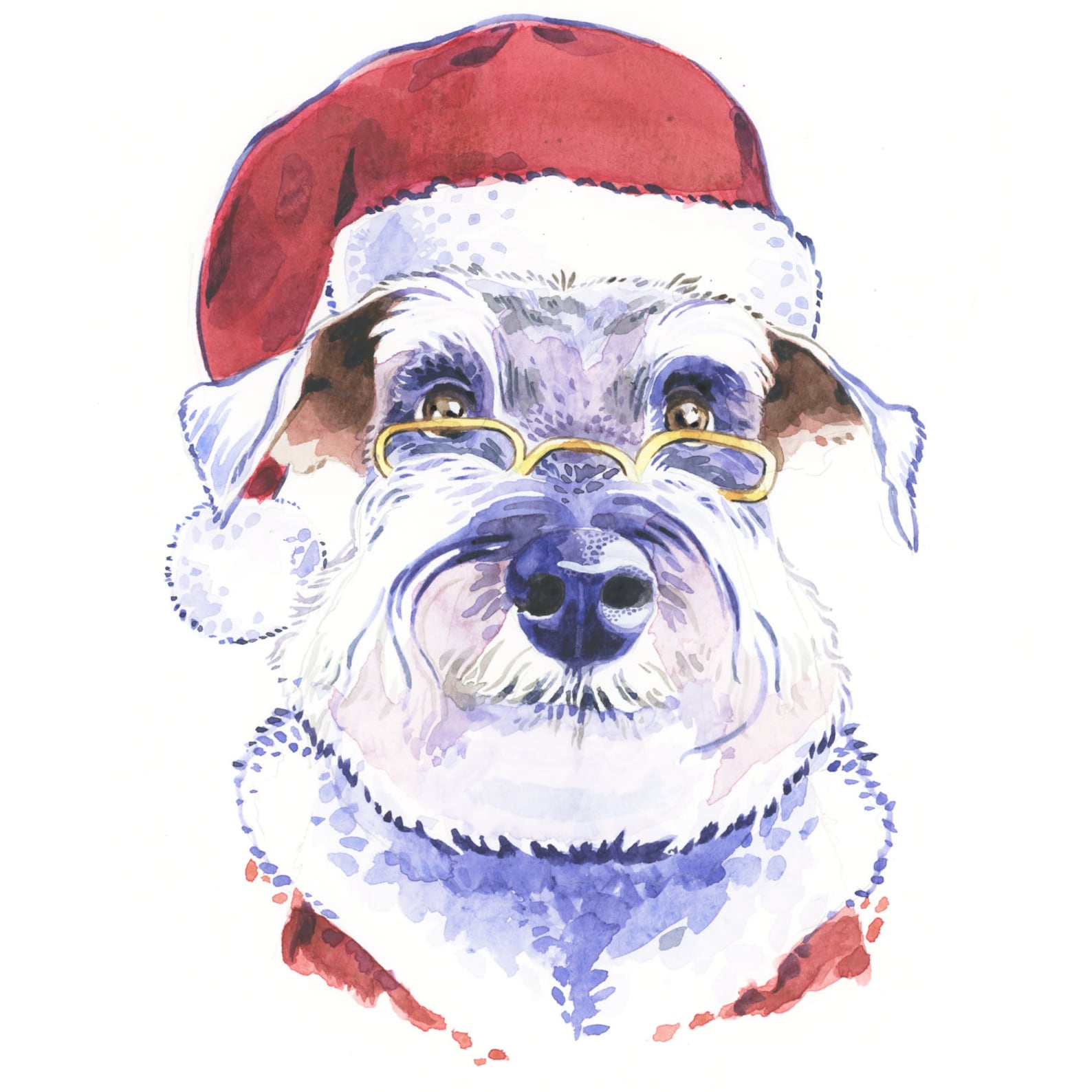 Miniature Schnauzer Santa Dog Christmas Cards, Cute Fine Art Giant ...