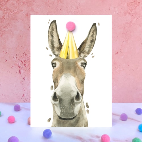 Party Donkey Birthday Card Donkey Cards Donkey Lover Card - Etsy