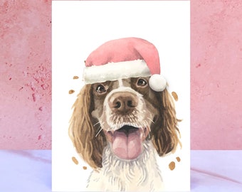 Personalised Festive Springer Spaniel Christmas Card - Etsy