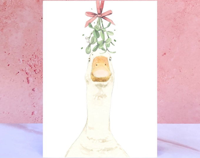 Canadian Goose Christmas Card, Goose Wearing A Santa Hat Red Poinsettia ...