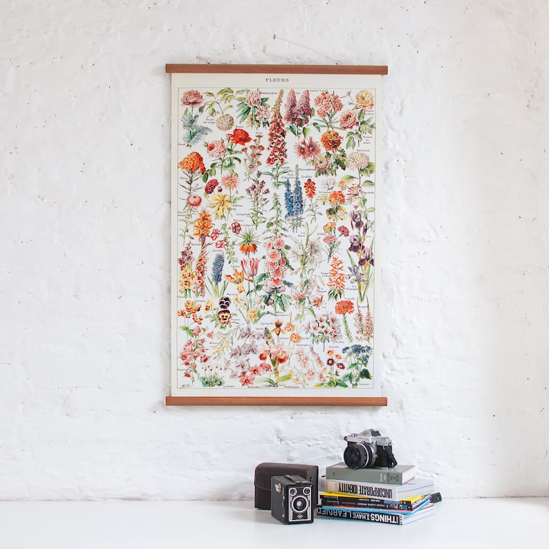 Flowers Vintage Pull Down Wall Chart - Etsy