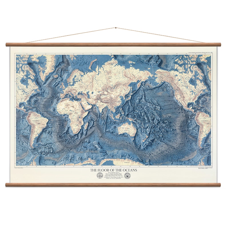 Relief World Map - Topographic World Map - Vintage Pull Down Chart - Etsy Canada