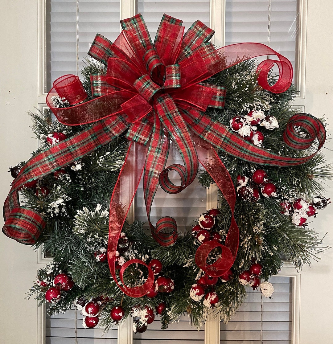 Christmas Wreath Bows, Christmas Décor, Elegant Christmas Bow, Curly ...