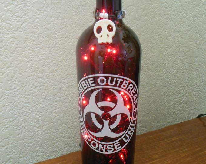 Zombie Outbreak Response Unit Wine Bottle Light With Skull - Etsy