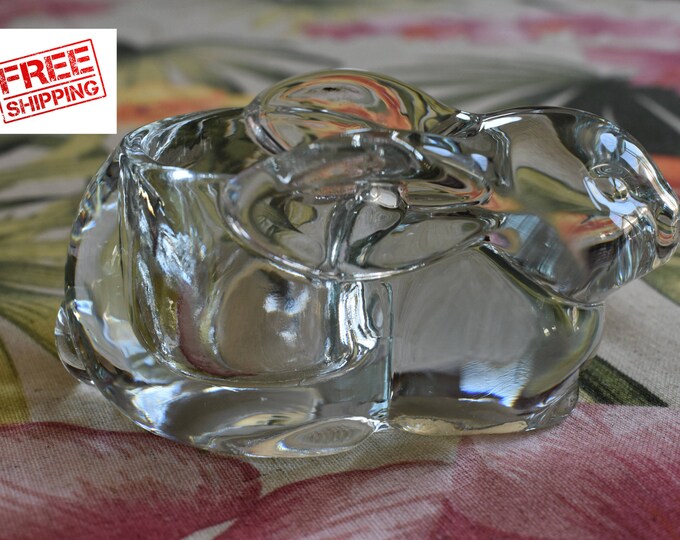 Vintage 1980's Crystal Bunny Rabbit Candle Holder Clear - Etsy