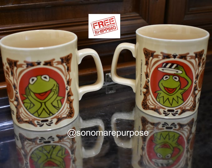Vintage 1970s Kermit the Frog Coffee Mugs Lot of 2, the Muppet Show ...