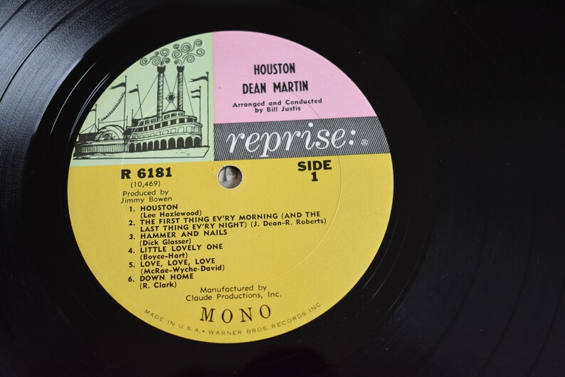 Dean Martin Houston Vinyl 33 LP Pop Music Vintage Vinyl Record Album ...