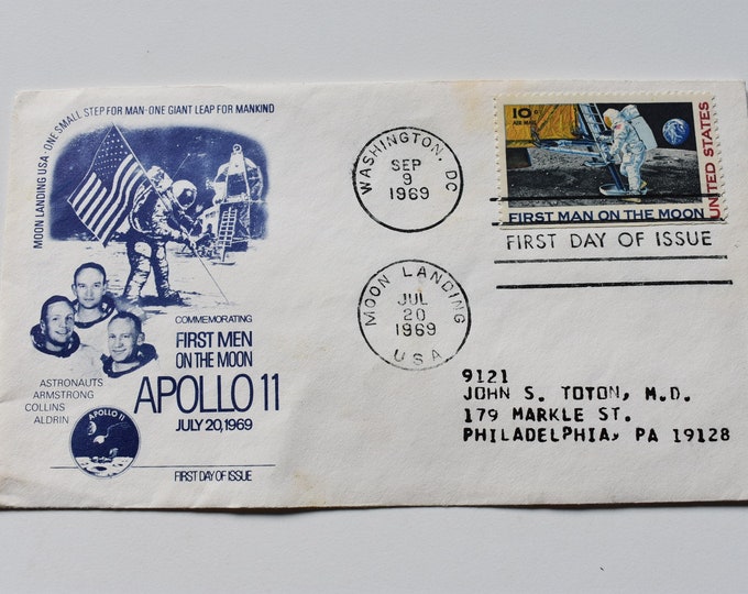 1969 Apollo 11 First Man on the Moon Landing Stamp Dual Postmark First ...
