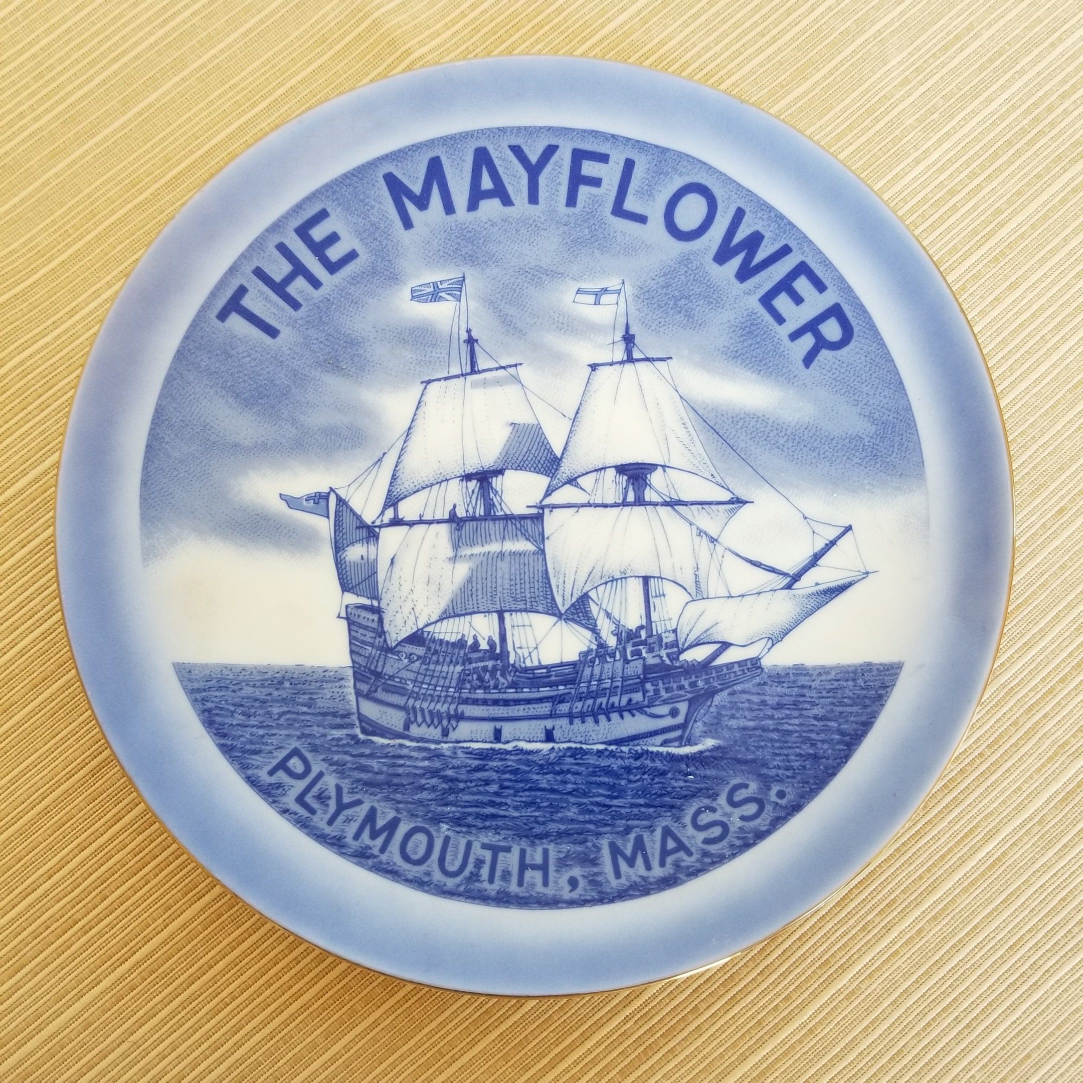 Vintage the Mayflower Plymouth Mass. Fine China Platemade in - Etsy