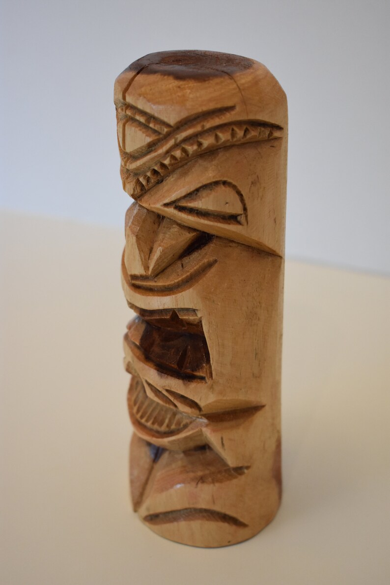 Hand Carved Tiki God Figurine, Mid Century Tiki, Hawaiian Tiki God ...
