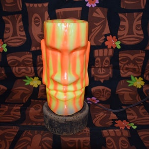 Moai Yellow Orange Repurposed Plastic Tiki Mug Turned Into a LED Bar ...