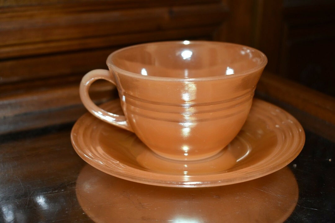 Vintage Fire King Orange Tea Cup and Saucer, Coffee Cup, Fire King Tea ...