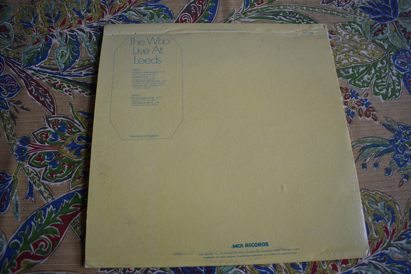 Vintage the Who Live at Leeds 1980 Vintage Album Record, the Who Music ...