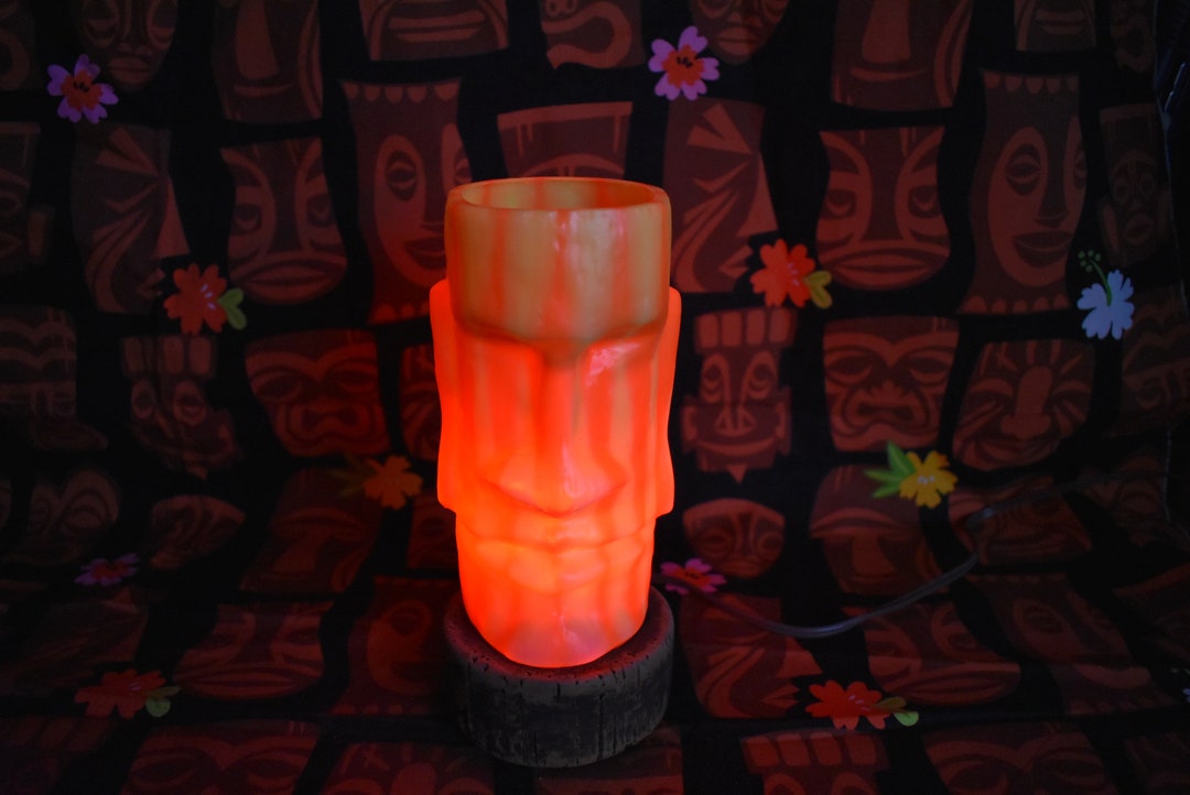 Moai Yellow Orange Repurposed Plastic Tiki Mug Turned Into a LED Bar ...