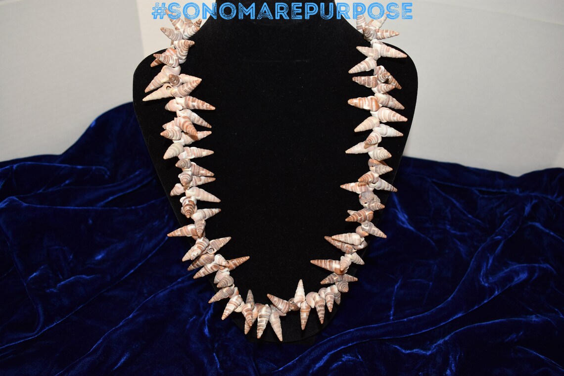 Vintage Polynesian White Brown Sea Shell Necklace 34", Vintage Handmade ...