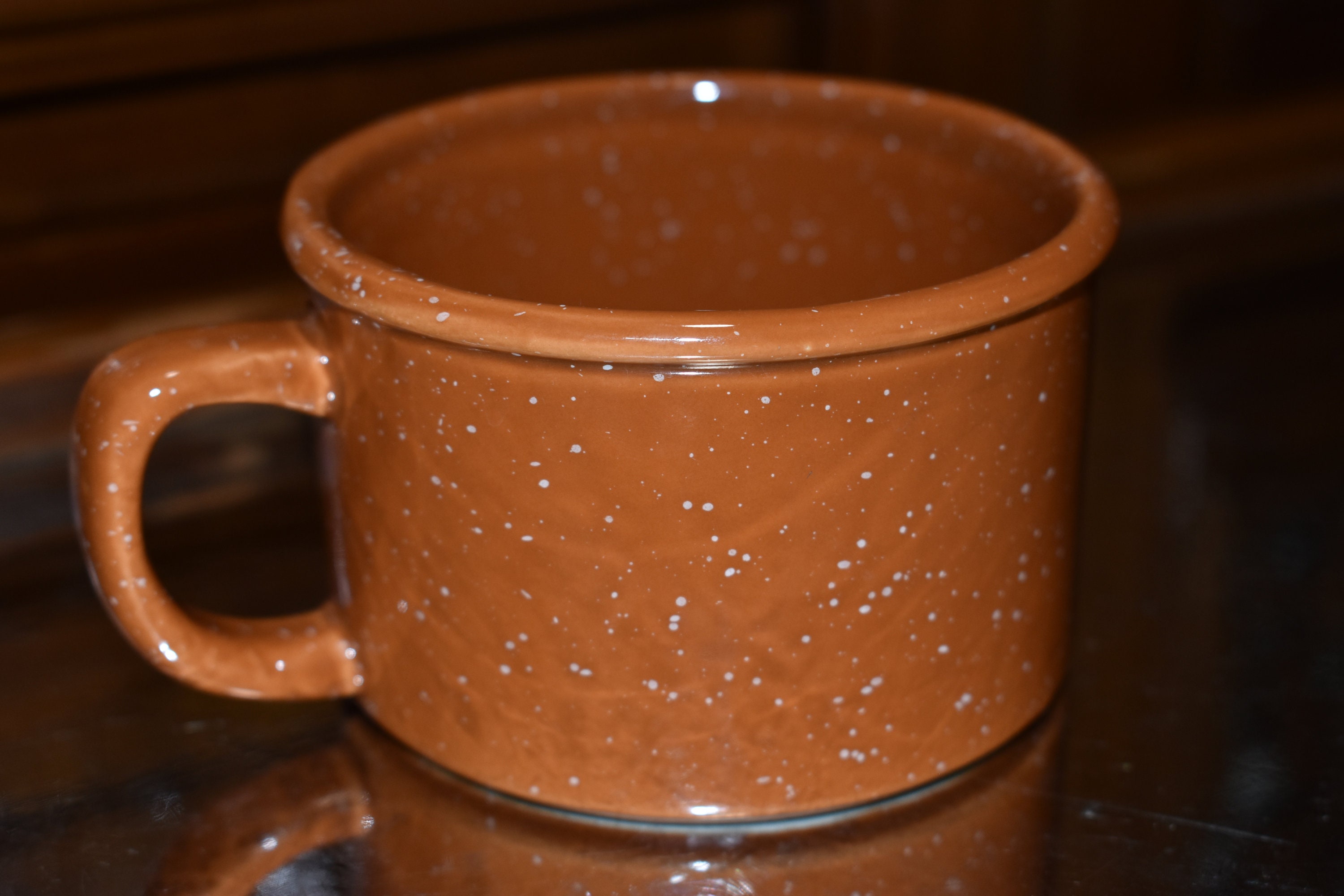 STARBUCKS Burnt Orange Brown Short Speckled Coffee Tea Mug Cup ...