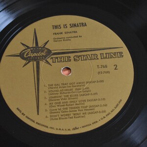 Frank Sinatra This is Sinatra 1962 Capitol T-768 Gold Label the Star ...