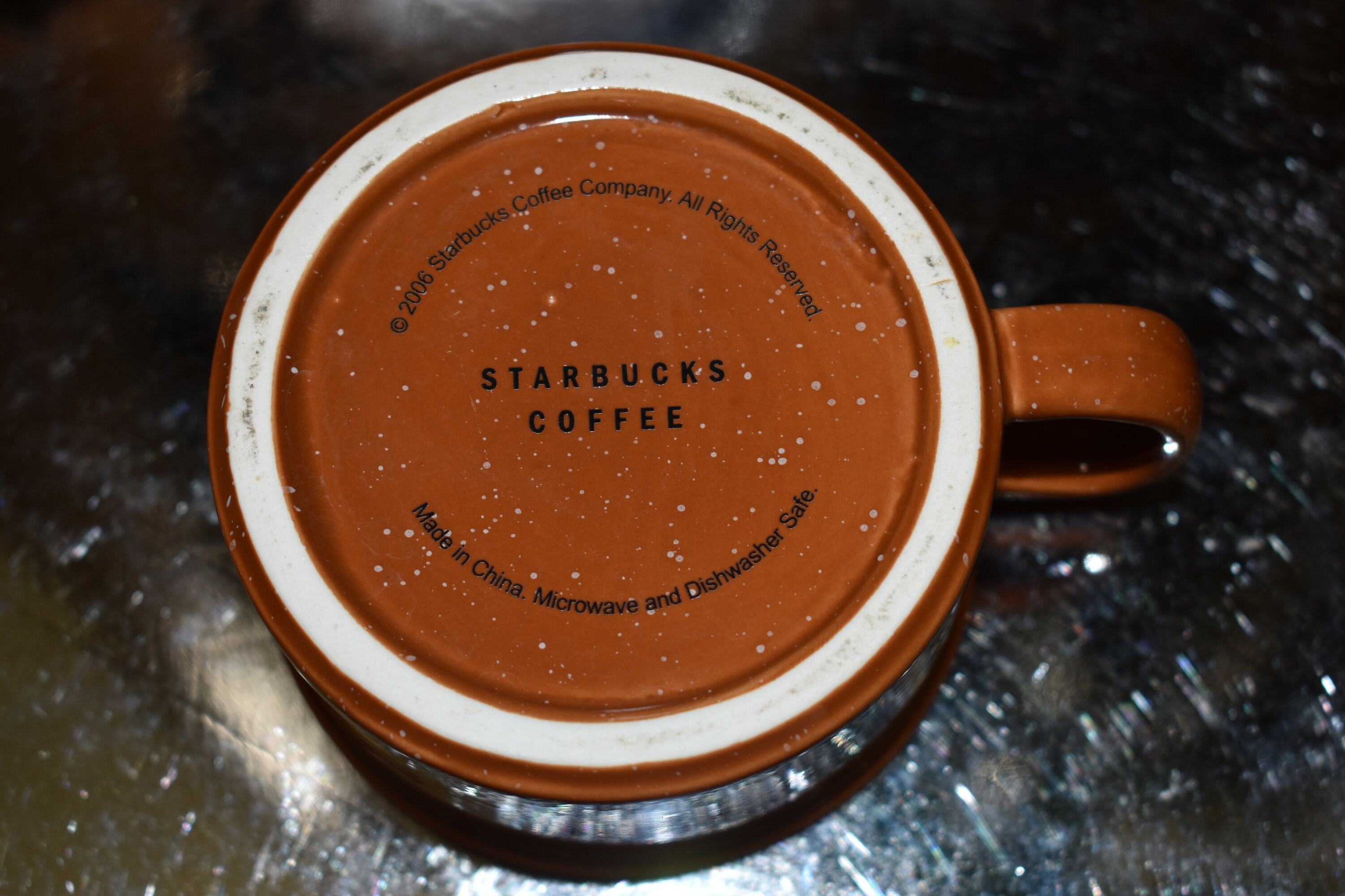 STARBUCKS Burnt Orange Brown Short Speckled Coffee Tea Mug Cup ...