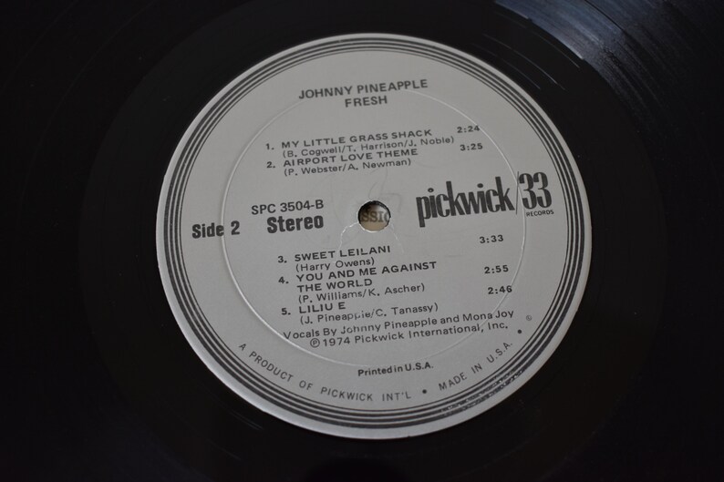 Vintage Original Hawaiian Vinyl Record Album, Fresh Johnny Pineapple ...