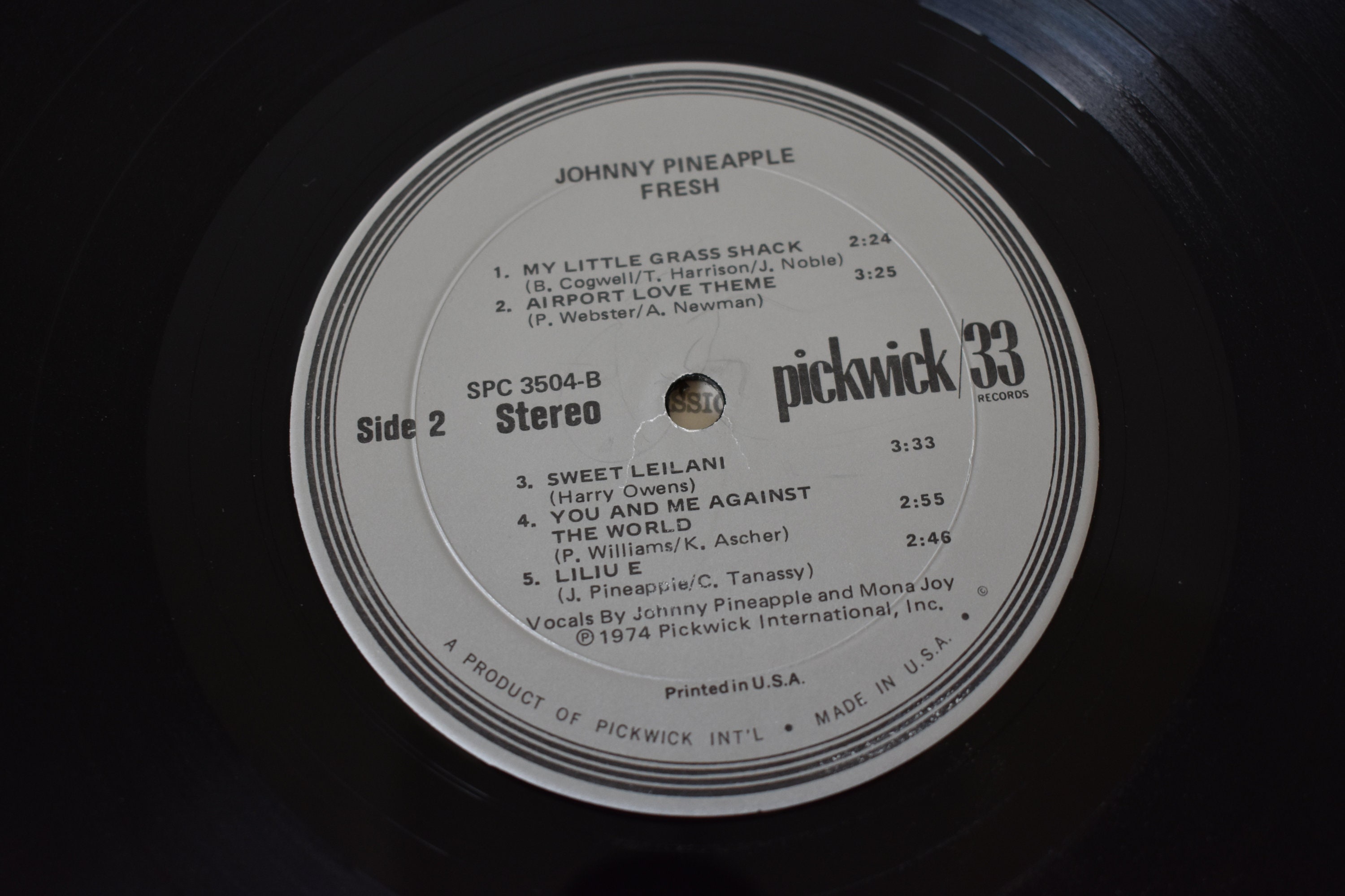 Vintage Original Hawaiian Vinyl Record Album, Fresh Johnny Pineapple ...
