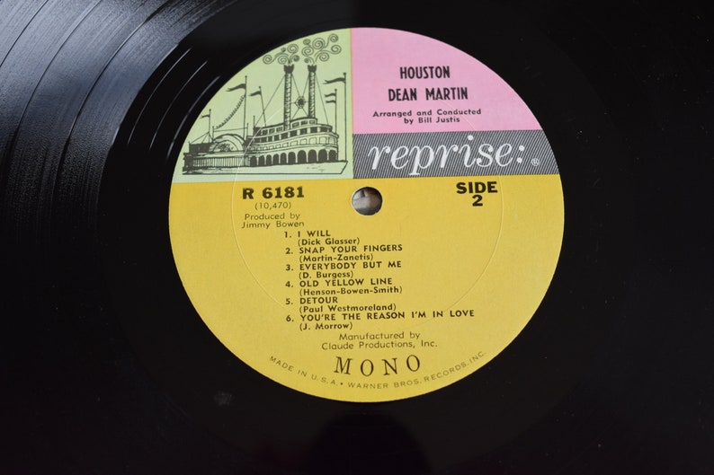 Dean Martin Houston Vinyl 33 LP Pop Music Vintage Vinyl Record Album ...