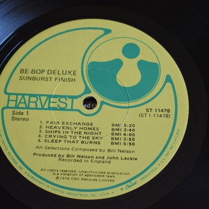 Vintage Be-bop Deluxe Sunburst Finish 1976 LP Record Album, Vintage 1970s, Disco Era, Vintage ...